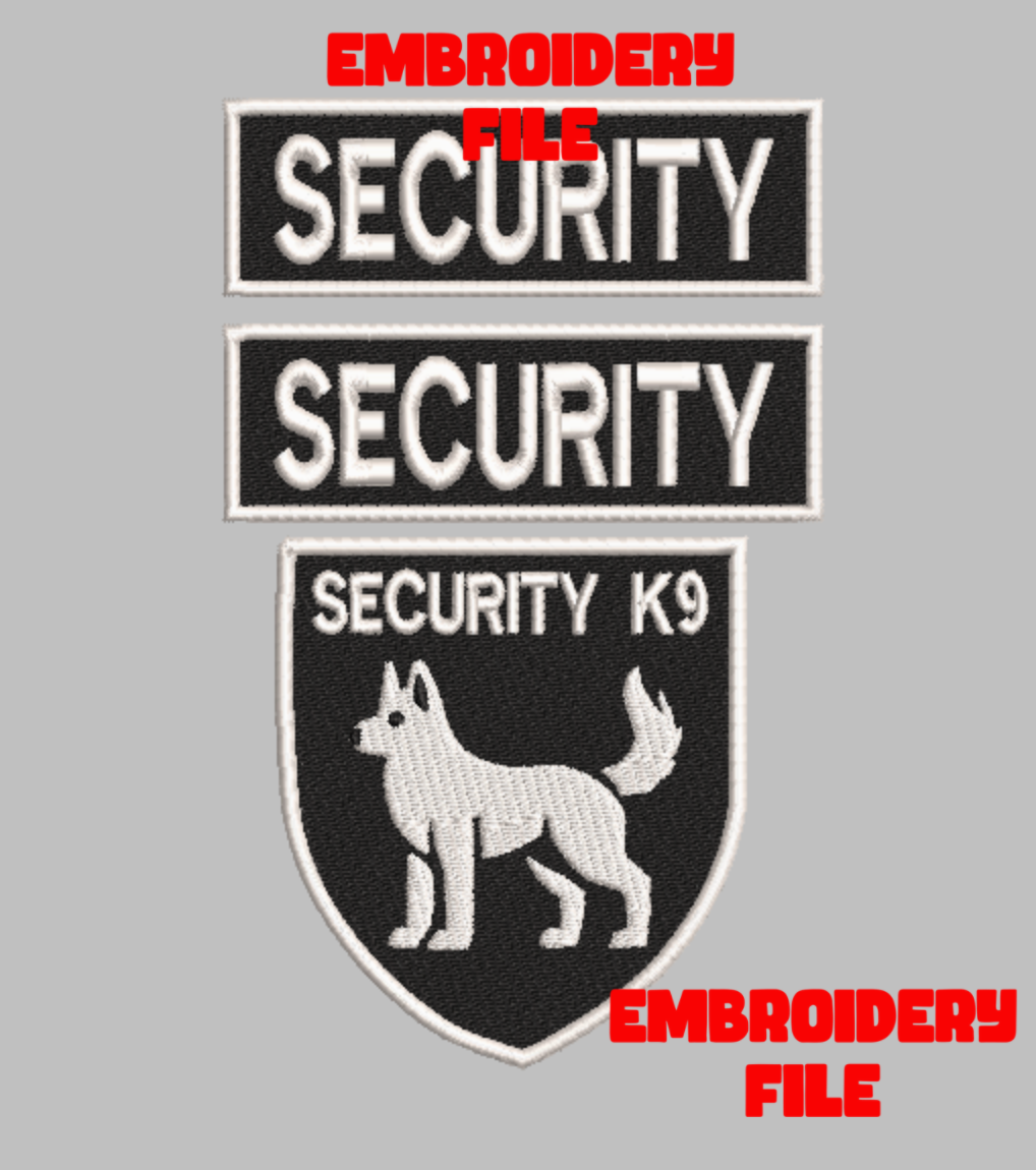 "Security K9" Patch Set Embroidery File | ITH Tactical Patch Designs f ...